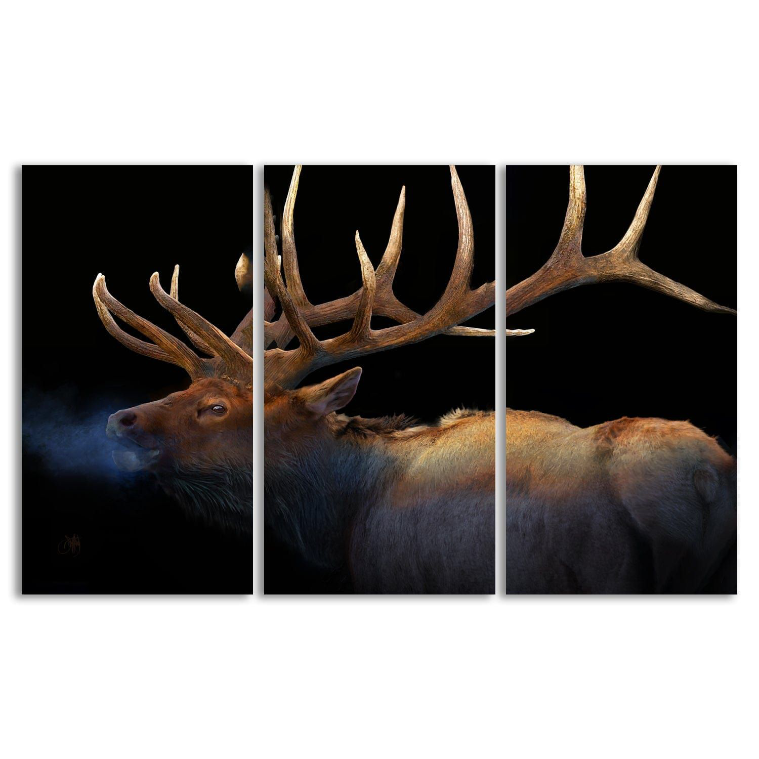 Scott Kennedy Winter Elk Triptych Block Mounted Panel 3-Piece Set ...